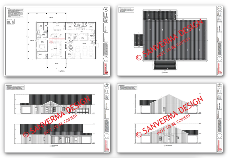 Working Floor Plan, Roof Plan and Elevations - Sanverma Design Plans
